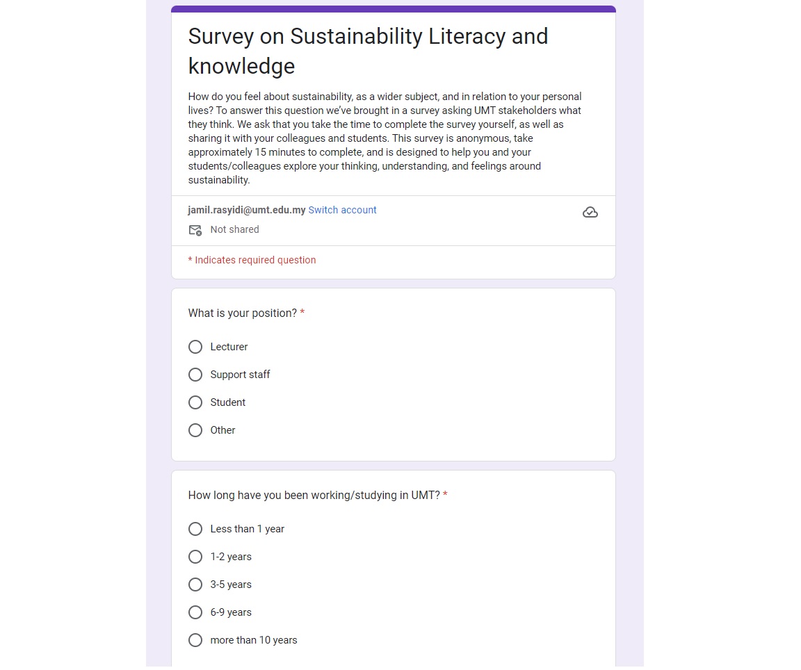 SUSTAINABILITY ASSESSMENT TOOL - SUSTAINABLE CAMPUS UMT